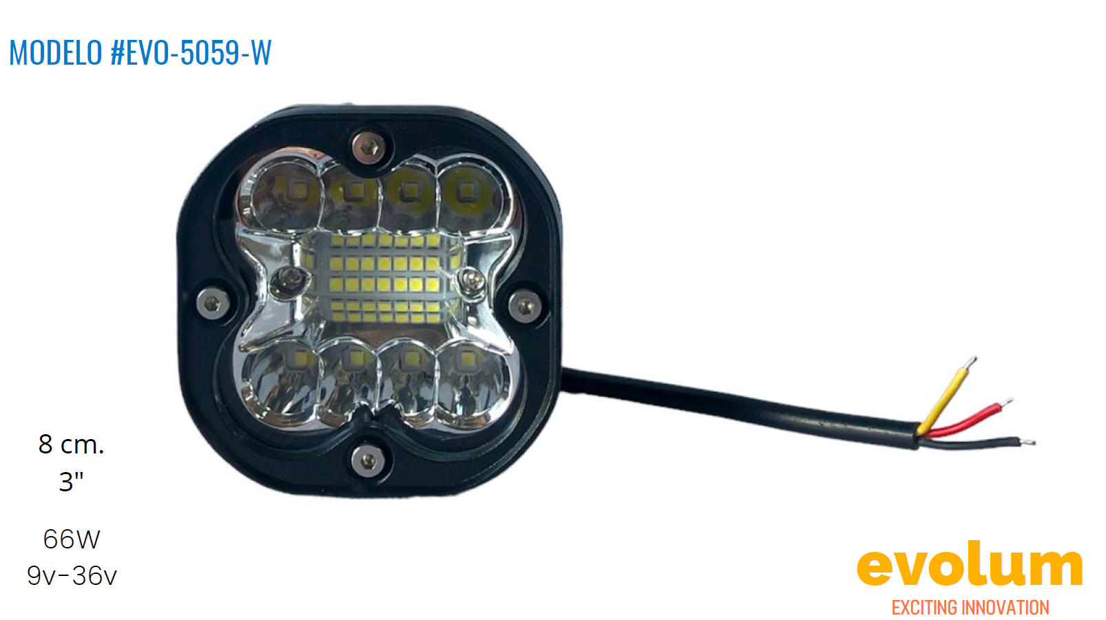 Faro Cuadrado Hiperled, Led Con Estrobo Evo-5059 – Evolum.shop